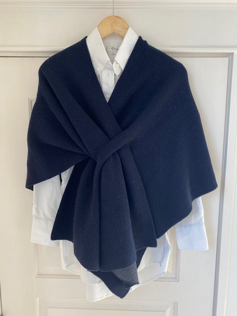 Reversible Italian Wraps Navy Blue/Charcoal - Kristin Chase